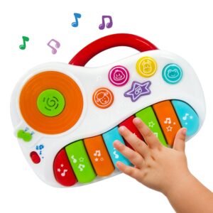 musical piano toy for 1-3 years old toddlers with keyboard note, dj mixer and light-up buttons - educational and fun for both boys and girl