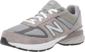 new balance unisex child 990 v5 lace-up sneaker, grey/grey, 3.5 big kid us