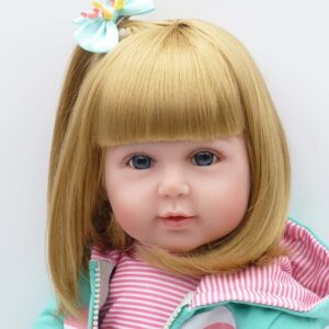 Pedolltree Lovely Handmade Soft Silicone Reborn Toddler Girl Dolls Golden Hair 24 Inch 60cm Realistic Looking Newborn Vinyl Dolls Toddler Toy for Kid Xmas Gift