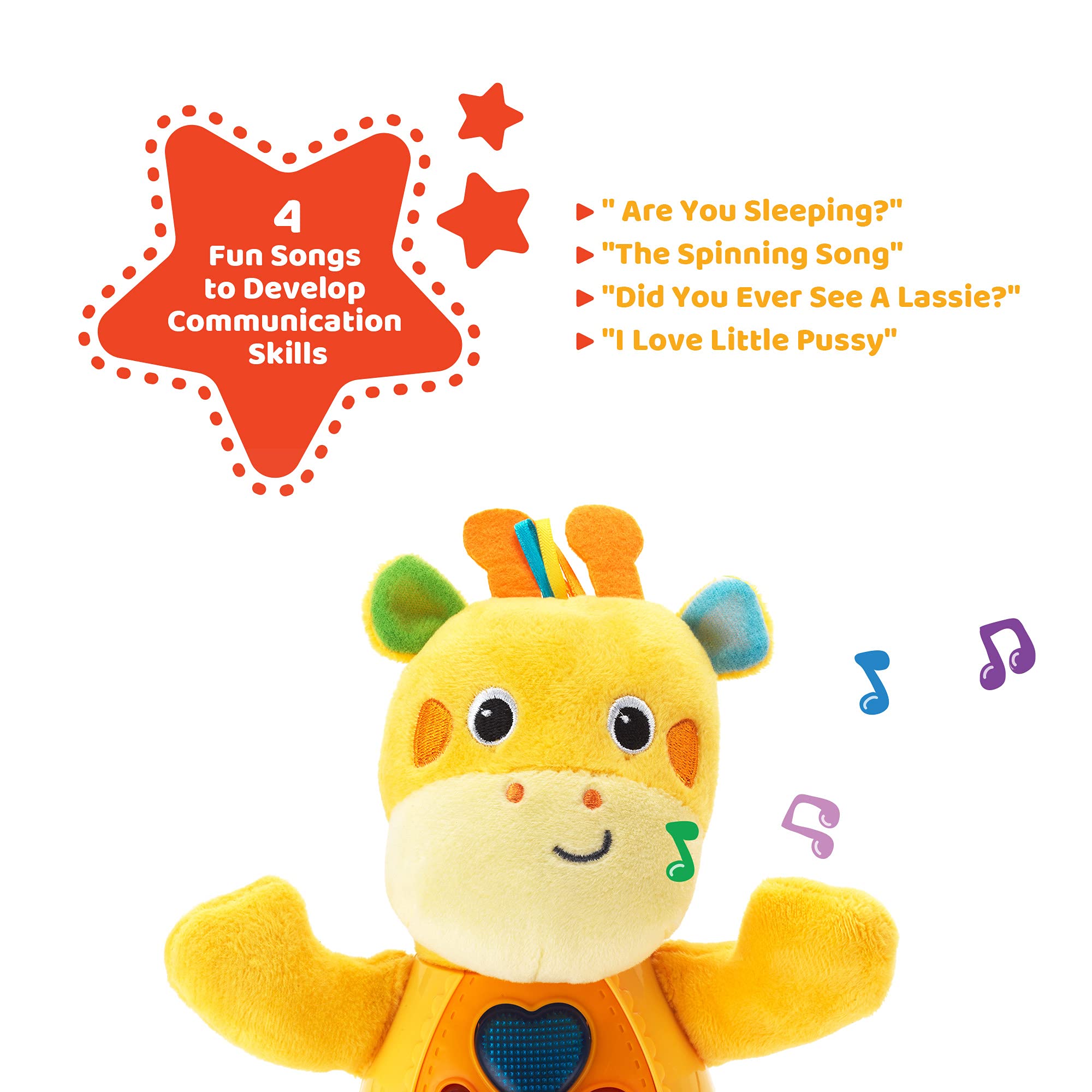 KiddoLab Giraffe Stuffed Animal - Musical Stuffed Giraffe with 3 Light-Up Buttons, 4 Children's Nursery Songs & Sound Effects - Soft Giraffe Plush Toy for Babies & Toddlers