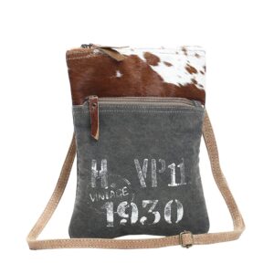 myra bag vp11 cowhide & upcycled canvas crossbody bag s-1156