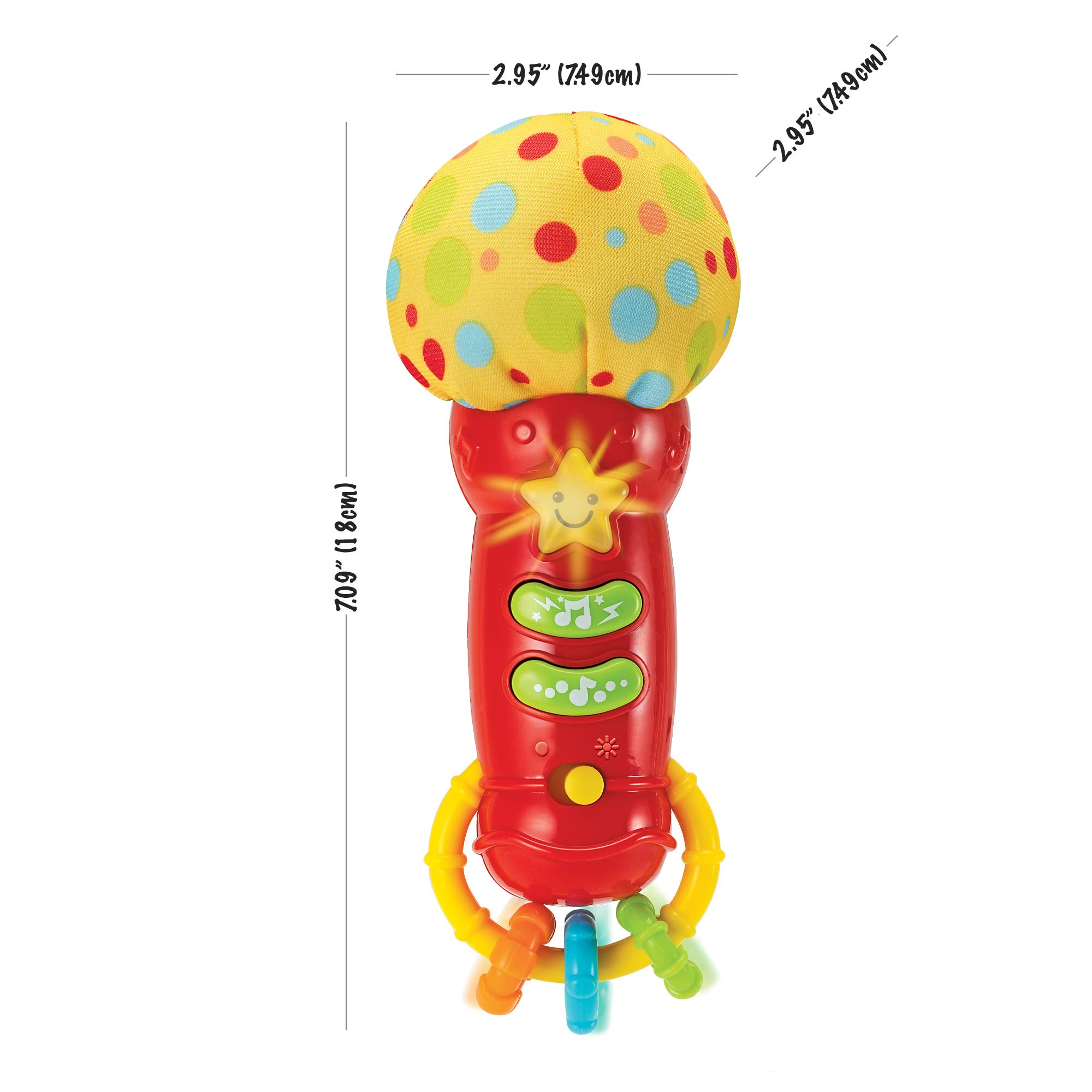 Baby Microphone Toy. My First Kids Microphone with Sounds and Teethers / Rattle. Battery Operated Toy Microphone for Toddlers and Babies 3-36 Months