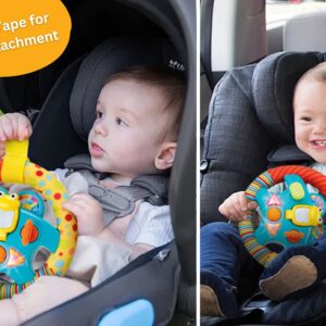 KiddoLab Steering Wheel Toy with Music,Lights,Sounds & Flip Up Mirror - Crib & Stroller Toys with Soft Fabric and Velcro Tap for Easy Attachment. Car Seat Toys for Babies and Toddlers. Ages 3 Months+