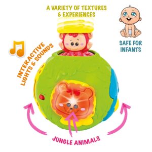 Jungle Animal Roll & Learn Fun Baby Activity Ball. Activity Center with Light, Sounds and Music. Crawling Toys for 6 month old and up boys. Electronic Playtime Light Up Monkey Ball Toy for Toddlers