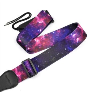 cloudmusic strap starry night purple blue starry sky galaxy pattern (purple galaxy guitar strap)