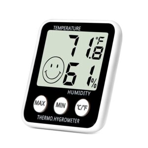 soekoa digital thermometer indoor hygrometer humidity meter room temperature monitor large lcd display max/min records for home car office