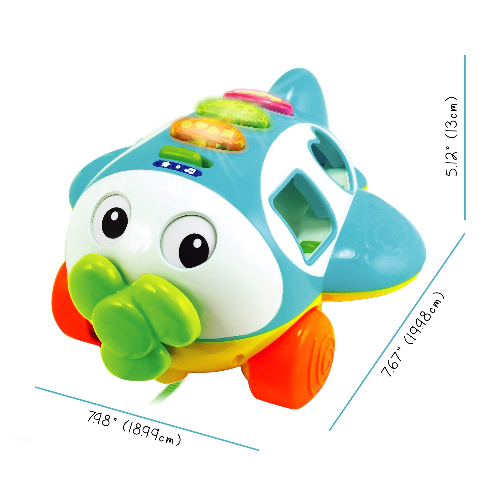 Musical Shape Sorter Plane, Pull-Along Toy - Talking and Singing Airplane Toy with Music for Toddlers and Kids, Ages 12 Months+