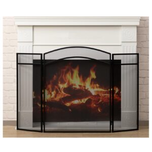 doeworks three panel basic arch fireplace screens