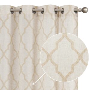 jinchan linen curtains moroccan tile curtains for bedroom geometric curtains for living room drapes light filtering lattice curtains grommet curtains 84 inch length 2 panels set taupe on beige