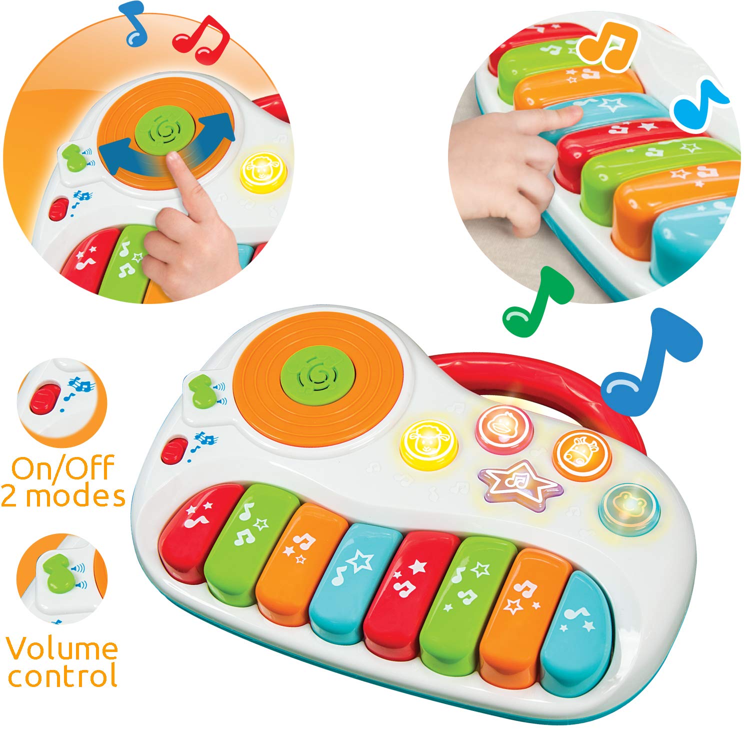 Musical Piano Toy for 1-3 Years Old Toddlers with Keyboard Note, DJ Mixer and Light-Up Buttons - Educational and Fun for Both Boys and Girl