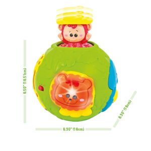 Jungle Animal Roll & Learn Fun Baby Activity Ball. Activity Center with Light, Sounds and Music. Crawling Toys for 6 month old and up boys. Electronic Playtime Light Up Monkey Ball Toy for Toddlers