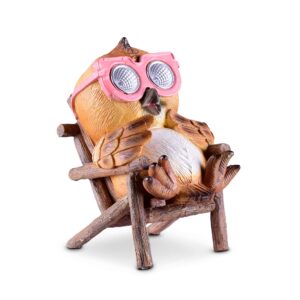 solar garden decorations - owl figurine | outdoor yard lawn decor led figure | light up decorative statue accents patio or deck | weather resistant | great housewarming gift idea (brown - 1 pack)