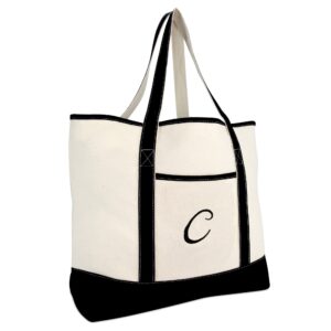 dalix monogram bag personalized totes for women open top black letter c