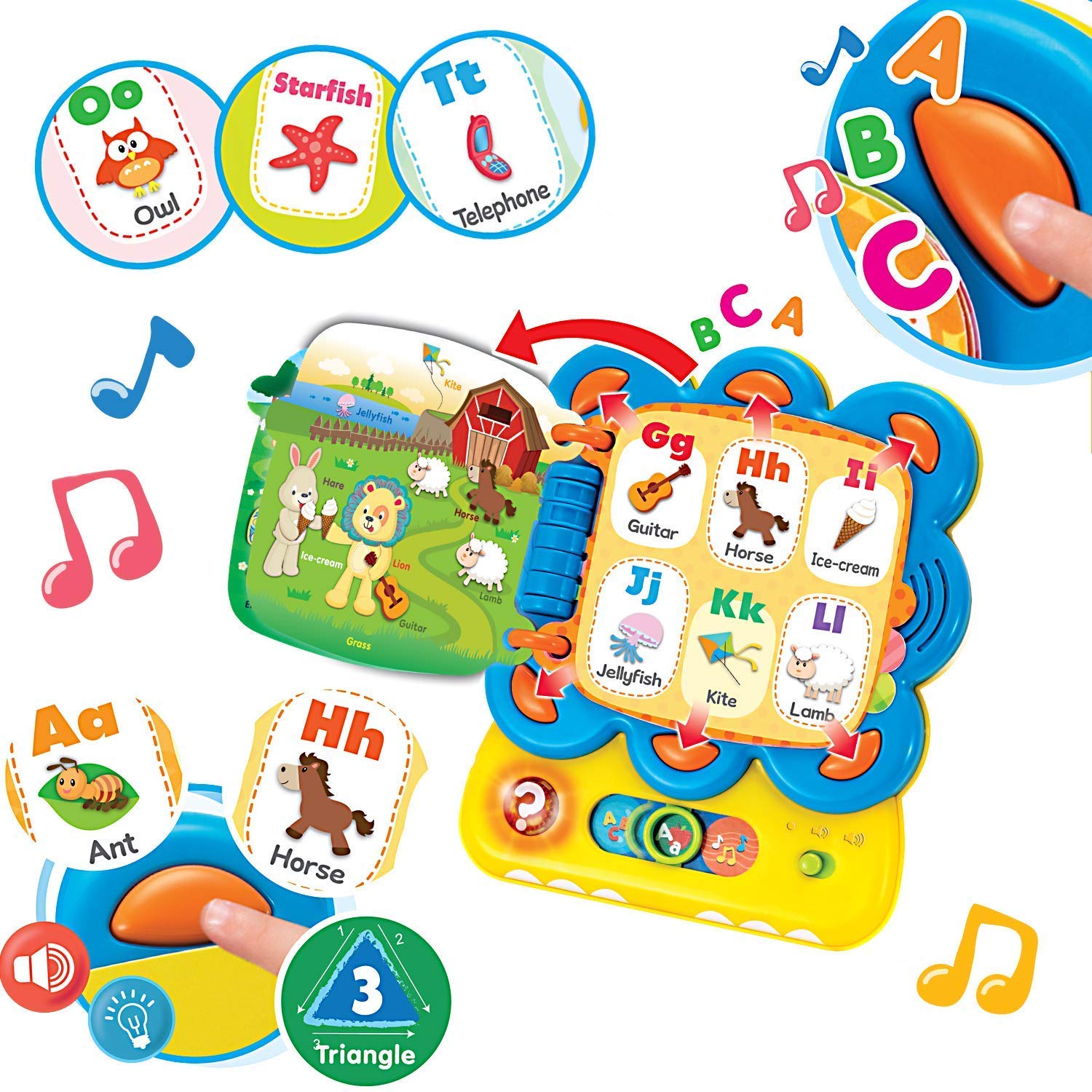 Words and ABC Learning for Toddlers 1-3 Years Old with Chapa The Lion Alphabet Book - Interactive Sound Book with Melodies, Fun Sounds & Light for Early Education and Development