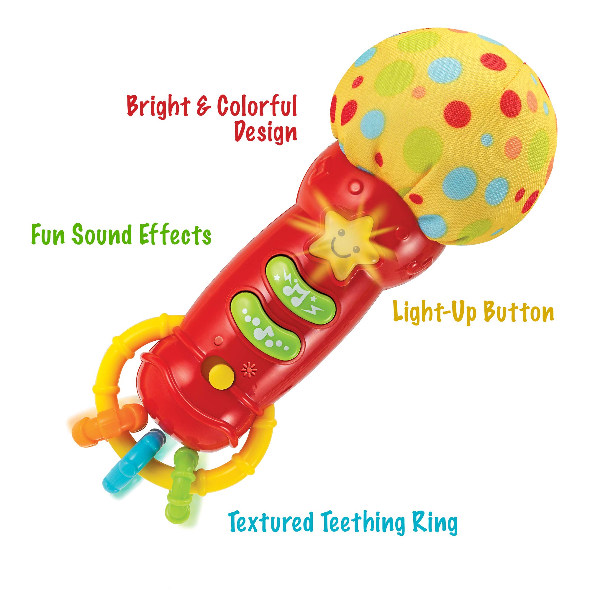 Baby Microphone Toy. My First Kids Microphone with Sounds and Teethers / Rattle. Battery Operated Toy Microphone for Toddlers and Babies 3-36 Months