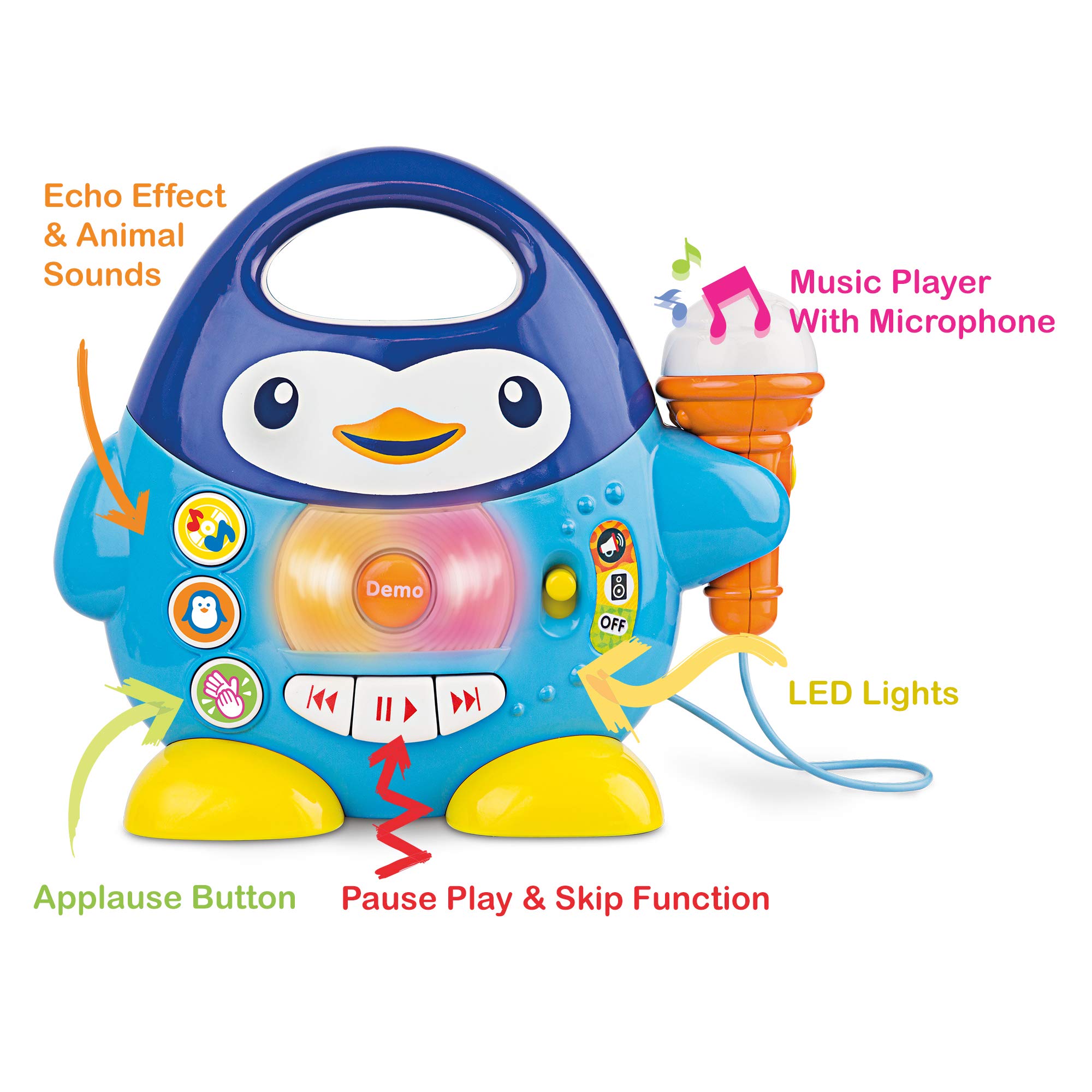 Toddler Karaoke Machine: Fun Musical Toys for Toddlers 1-3 & 3-5 | Ideal Kids Karaoke Machine for Boys | Engaging Toddler Toys 2-3 for Aspiring Little Singers (Penguin)