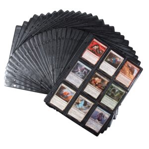 monster 9 pocket trading card album pages(25 pk)- strong pocket for standard 3-ring binder, anti-theft & anti-drop tcg side-loading protector, holds 450 cards, compatible w major brand, christmas gift