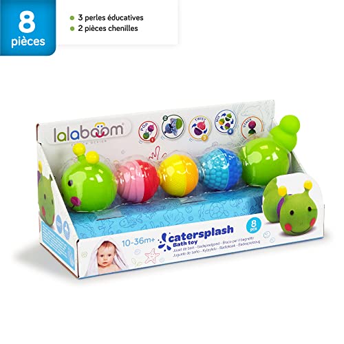 Lalaboom - 8 Piece Bath Caterpillar and Baby Pop Beads - Ages 10 Months to 3 Years - BL500