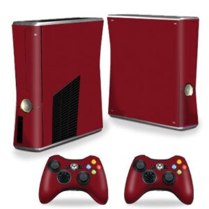 mightyskins skin compatible with x-box 360 xbox 360 s console - solid burgundy | protective, durable, and unique vinyl decal wrap cover | easy to apply, remove, and change styles | made in the usa