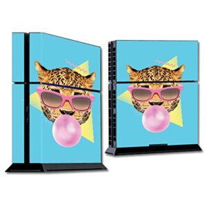 mightyskins skin compatible with sony ps4 console - bubble gum cheetah | protective, durable, and unique vinyl decal wrap cover | easy to apply, remove, and change styles | made in the usa