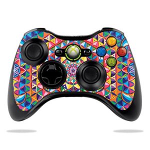 mightyskins skin compatible with microsoft xbox 360 controller - rainbow kaleidoscope | protective, durable, and unique vinyl wrap cover | easy to apply, remove, and change styles | made in the usa