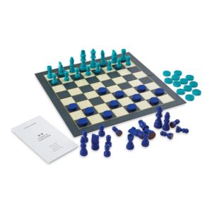 ridley’s classic 2-in-1 chess and checkers set – folding family board games, includes all chess and checkers pieces, ideal for ages 8+ – great gift idea