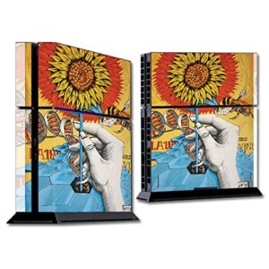 mightyskins skin compatible with sony ps4 console - sunflower dna | protective, durable, and unique vinyl decal wrap cover | easy to apply, remove, and change styles | made in the usa