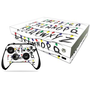 mightyskins skin compatible with microsoft xbox one x - stranger alphabet | protective, durable, and unique vinyl decal wrap cover | easy to apply, remove, and change styles | made in the usa