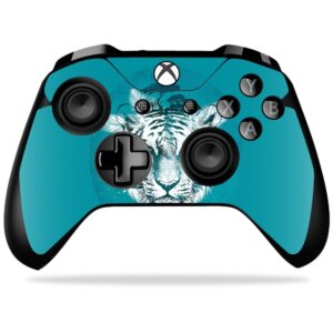 mightyskins skin compatible with microsoft xbox one x controller - white tiger | protective, durable, and unique vinyl decal wrap cover | easy to apply, remove, and change styles | made in the usa