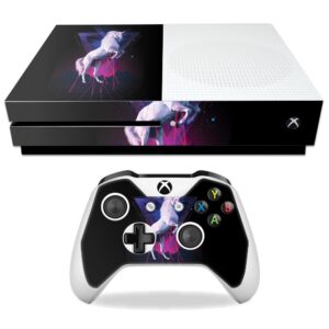 mightyskins skin compatible with microsoft xbox one s - unicorn rave | protective, durable, and unique vinyl decal wrap cover | easy to apply, remove, and change styles | made in the usa