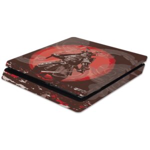 mightyskins skin compatible with sony ps4 slim console - samurai battle | protective, durable, and unique vinyl decal wrap cover | easy to apply, remove, and change styles | made in the usa