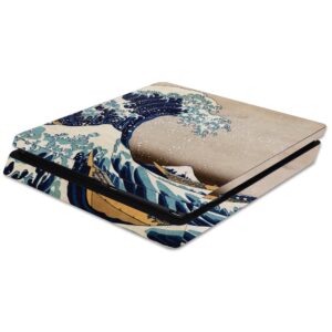 mightyskins skin compatible with sony ps4 slim console - great wave of kanagawa | protective, durable, and unique vinyl decal wrap cover | easy to apply, remove, and change styles | made in the usa