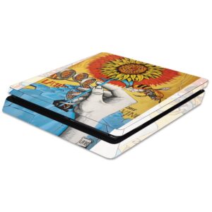 mightyskins skin compatible with sony ps4 slim console - sunflower dna | protective, durable, and unique vinyl decal wrap cover | easy to apply, remove, and change styles | made in the usa