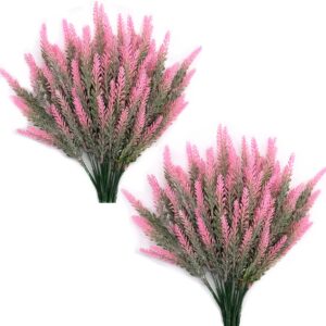 cattree artificial lavender flowers pink 8 bundles, fake plastic plant lifelike bouquet home bridal wedding office party garden balcony indoor outdoor diy wreath centerpieces arrangements decoration