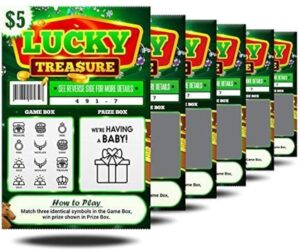 6 pack - pregnancy announcement lottery scratch-off tickets | 4x6 authentic looking | great for baby announcements | perfect for pregnancy announcement for grandparents, future dad, or friends!