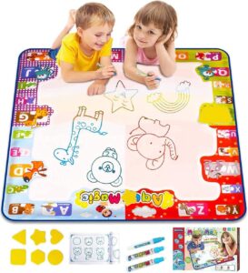 kizzyea toys for 2 3 4 5 years old boys girls, water doodle mat for kids, large coloring mat with neon colors, christmas birthday gifts for toddlers, age 2-4, 3-5 boys girls