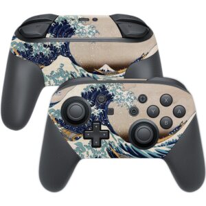 mightyskins skin compatible with nintendo switch pro controller - great wave of kanagawa | protective, durable, and unique vinyl wrap cover | easy to apply, remove | made in the usa