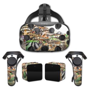 mightyskins skin compatible with htc vive full coverage - tiger eyes | protective, durable, and unique vinyl decal wrap cover | easy to apply, remove, and change styles | made in the usa