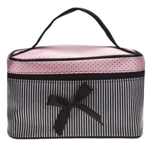 ieason cosmetic bag,clearance square bow stripe cosmetic bag hot (black)