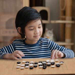 Yellow Mountain Imports Bamboo 2-Inch Reversible 19x19/13x13 Go Game Set Board with Double Convex Melamine Stones and Bamboo Bowls - Classic Strategy Board Game (Baduk/Weiqi)