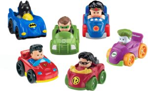 fisher-price little people dc super friends, wheelies gift set (6 pack) [amazon exclusive]