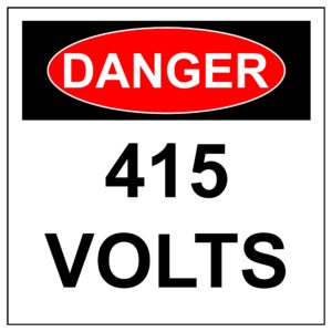 bannerbuzz aluminum safety sign, danger: 415 volts signs black/red on white (36" w x 24" h)