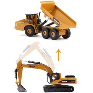 Gemini&Genius 2Pcs Construction Vehicle Toys Dump Truck and Excavator Set Heavy Metal 1/50 Scale Digger and Dumper Diecast Engineering Vehicle Toys for Kids and Decoration House