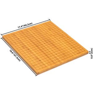 Yellow Mountain Imports Bamboo Etched Reversible 19x19 / 13x13 Go Game Set Board (0.8-Inch) with Double Convex Melamine Stones and Bamboo Bowls - Classic Strategy Board Game (Baduk/Weiqi)