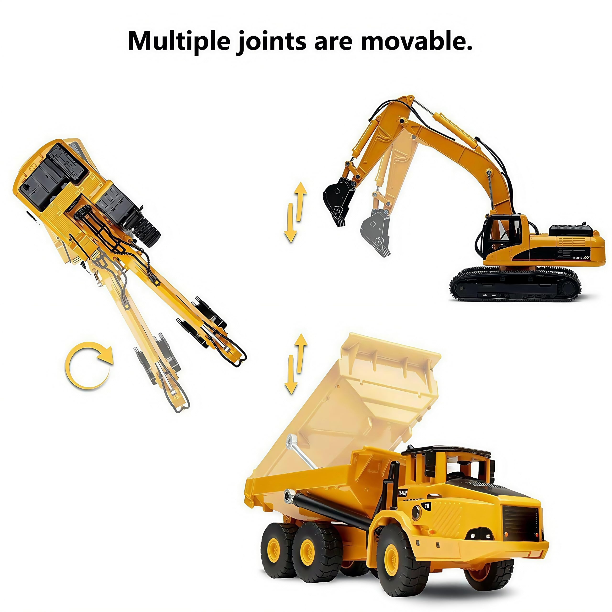 Gemini&Genius 2Pcs Construction Vehicle Toys Dump Truck and Excavator Set Heavy Metal 1/50 Scale Digger and Dumper Diecast Engineering Vehicle Toys for Kids and Decoration House