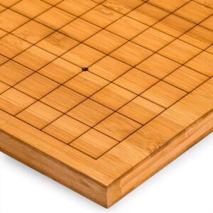 Yellow Mountain Imports Bamboo Etched Reversible 19x19 / 13x13 Go Game Set Board (0.8-Inch) with Double Convex Melamine Stones and Bamboo Bowls - Classic Strategy Board Game (Baduk/Weiqi)