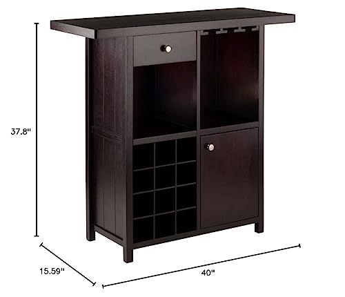 Winsome Macon Bar Wine Cabinet, Espresso