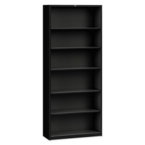 hon brigade 6-shelf steel standard bookcase, 81.13-inch h x 34.5-inch w x 12.63-inch d, black (s82abcp)