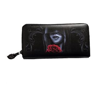 dga rockabilly day of the dead devotion red rose womens clutch zippered wallet