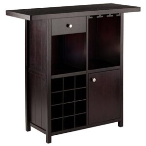 winsome macon bar wine cabinet, espresso